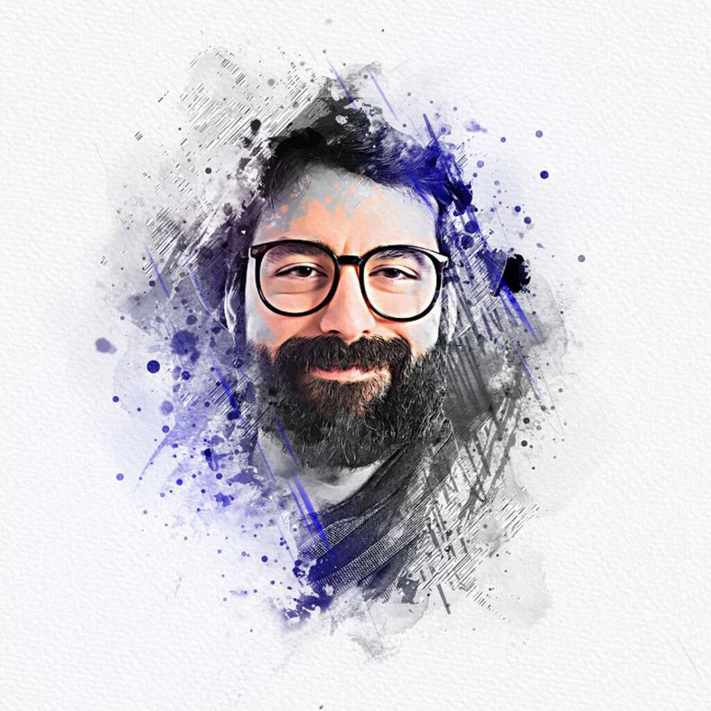 Turn face photo into mixed art - MasterBundles