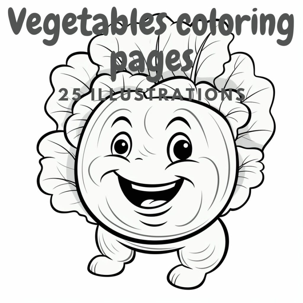 Vegetables coloring pages - MasterBundles