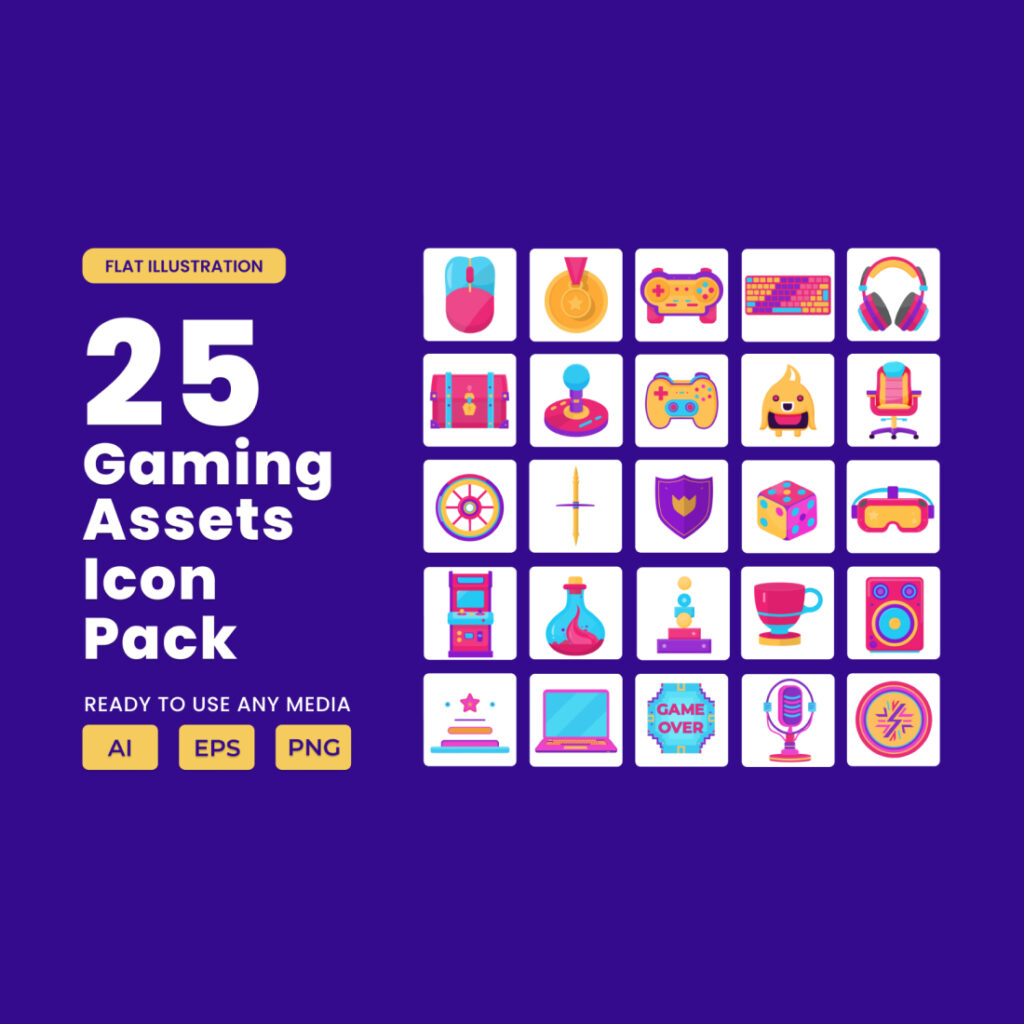 Gaming Asset 2D Icon Illustration Set Vol 1 - MasterBundles