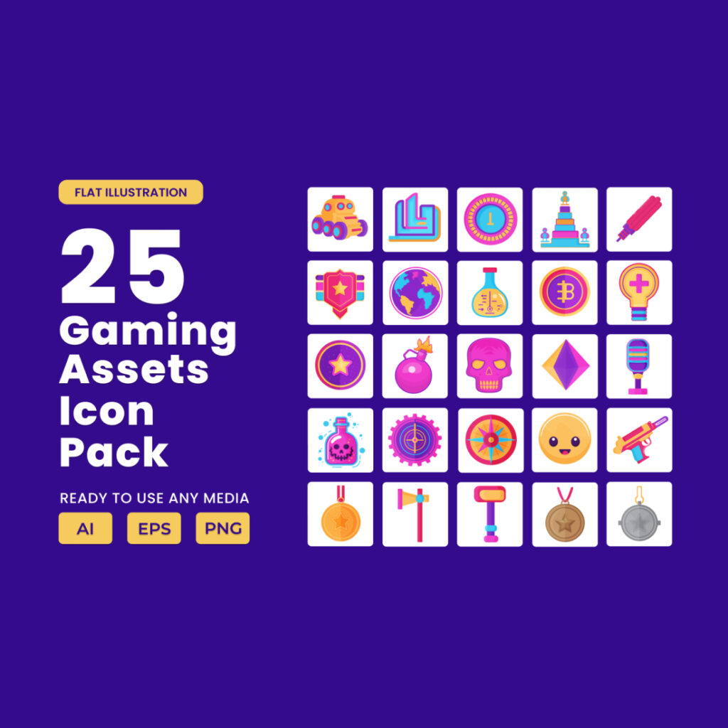 Gaming Asset 2D Icon Illustration Set Vol 2 - MasterBundles