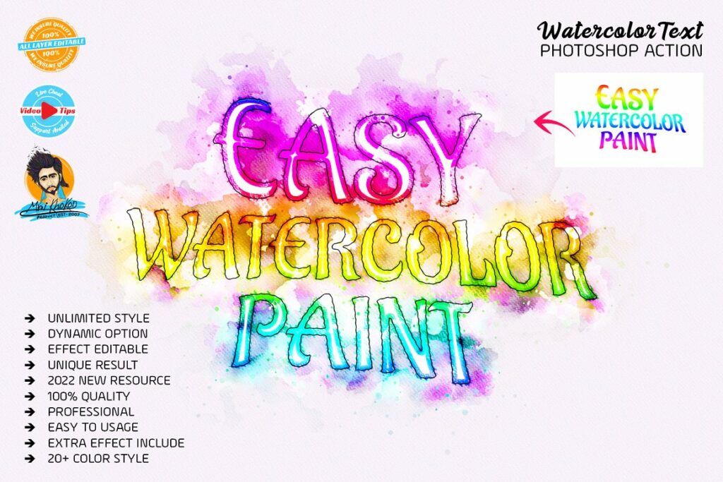 Easily Watercolor Text Effect - MasterBundles