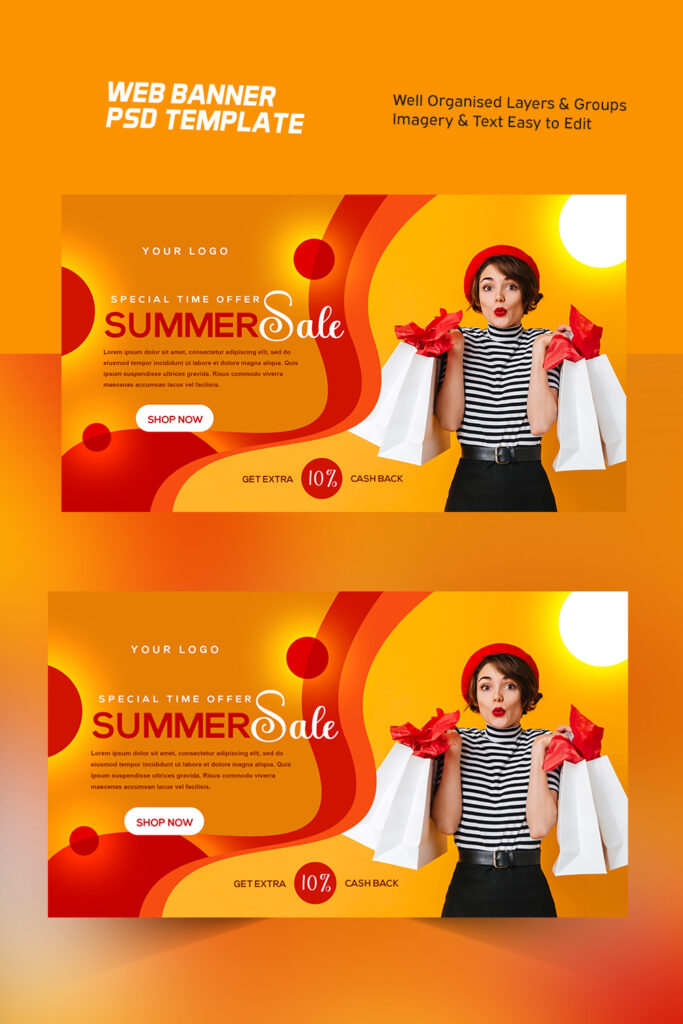 E-Commerce Sales Web Banner PSD Template - MasterBundles