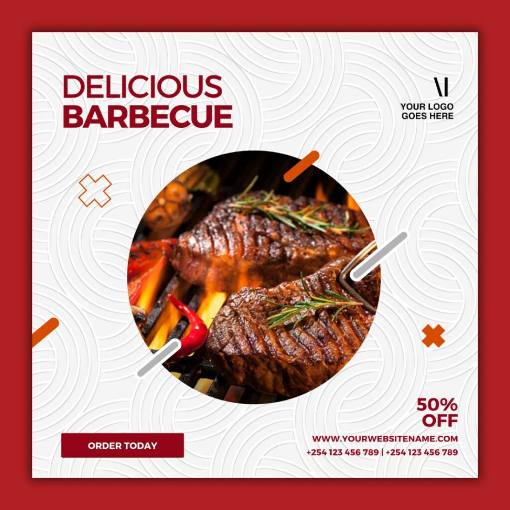 Barbecue Fast Food Social Media Post Template