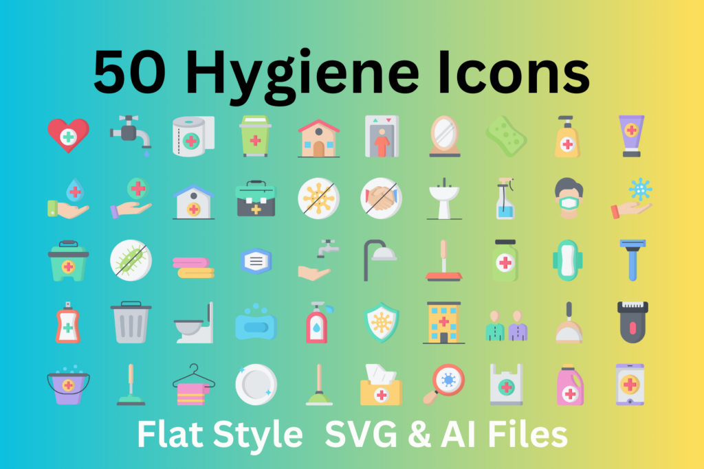 Hygiene Icon Set 50 Flat Icons - SVG And AI Files - MasterBundles