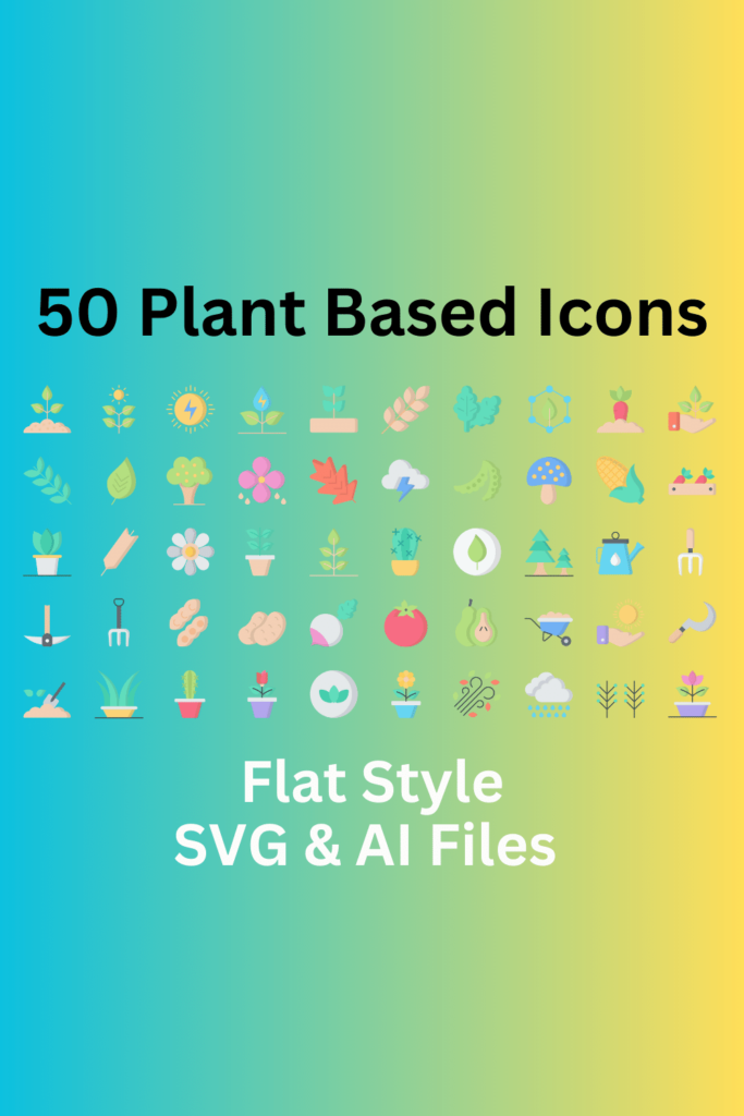 Plant Based Icon Set 50 Flat Icons - SVG And AI Files - MasterBundles