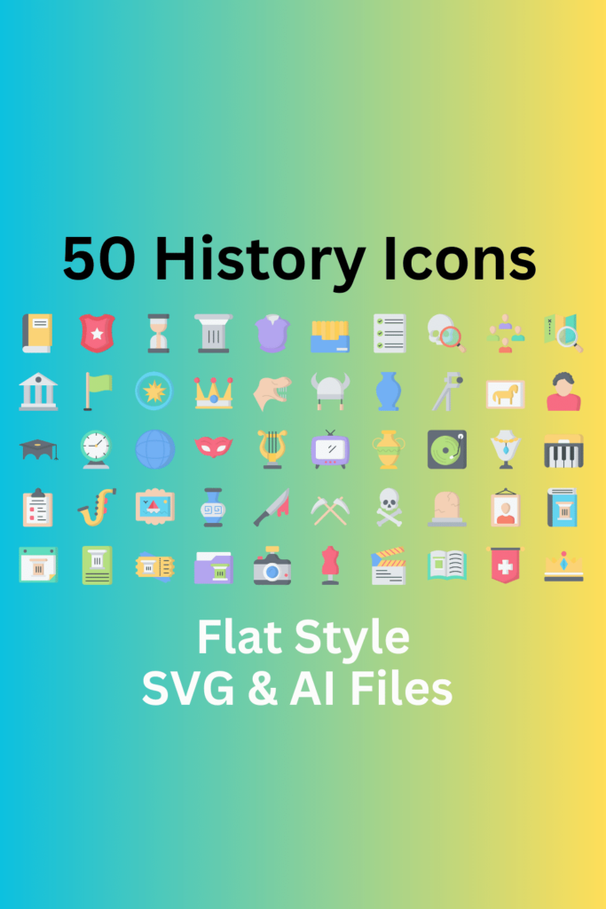 History Icon Set 50 Flat Icons - SVG And AI Files - MasterBundles