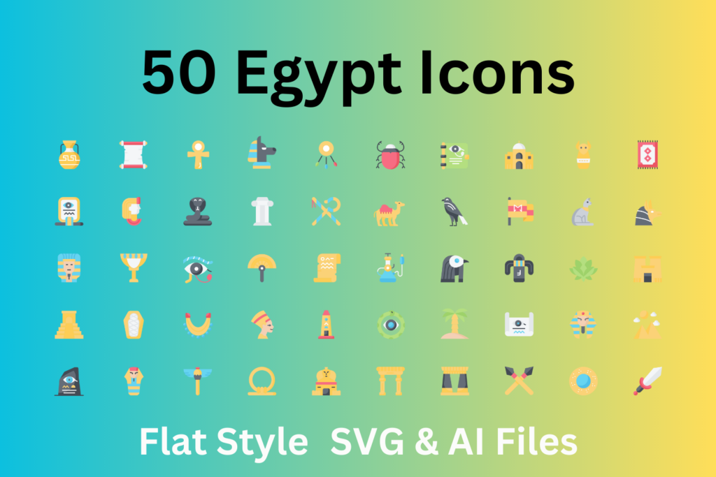 Egypt Icon Set 50 Flat Icons - SVG And AI Files - MasterBundles