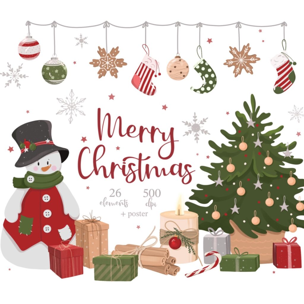 Merry Christmas Clipart - MasterBundles