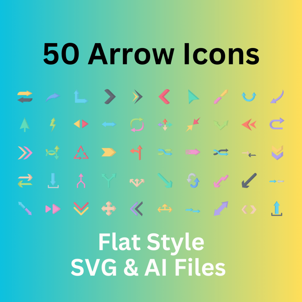 Arrows Icon Set 50 Flat Icons - SVG And AI Files - MasterBundles
