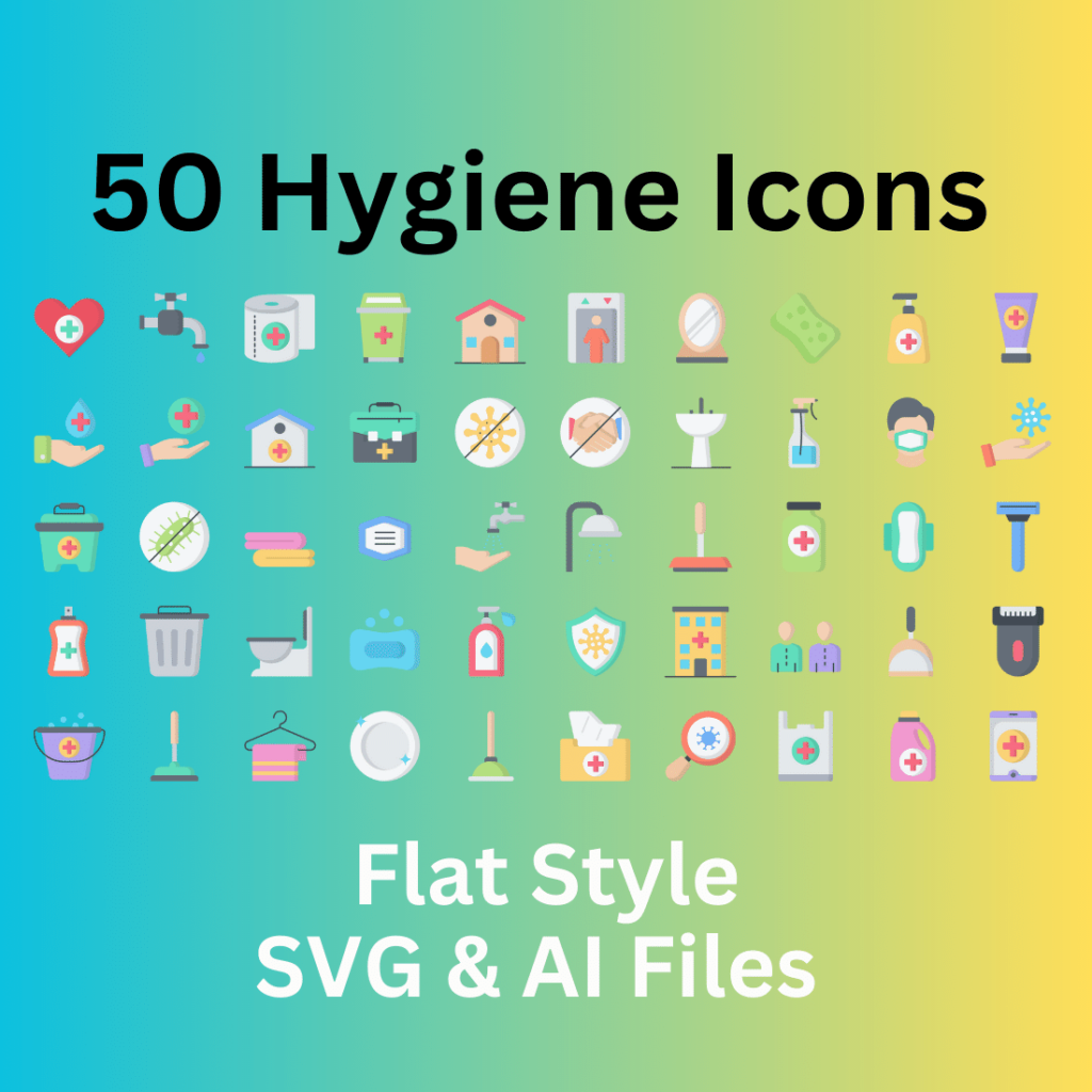 Hygiene Icon Set 50 Flat Icons - SVG And AI Files - MasterBundles