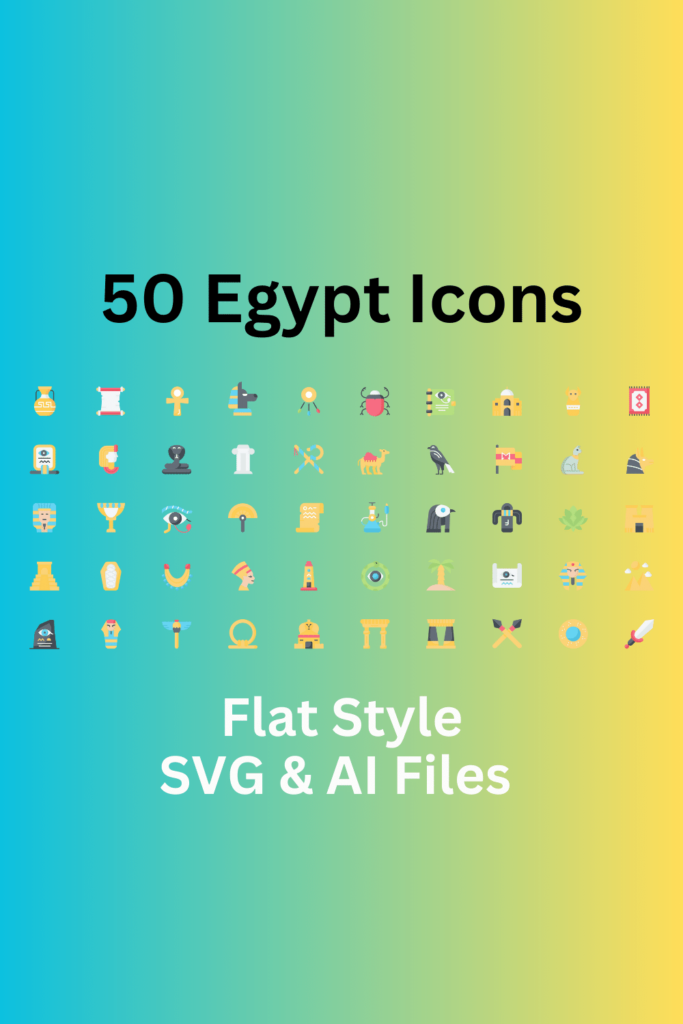 Egypt Icon Set 50 Flat Icons - SVG And AI Files - MasterBundles