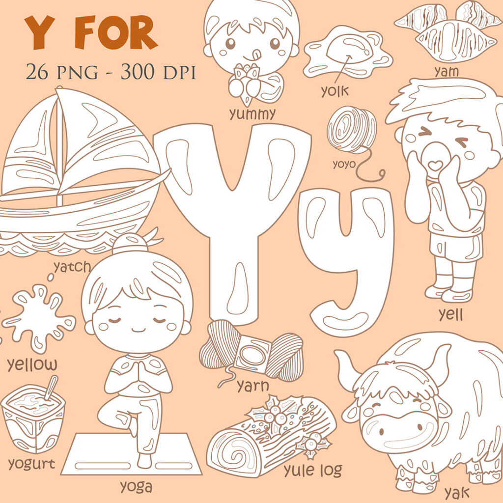 Alphabet Y For Vocabulary School Letter Reading Writing Font Study ...