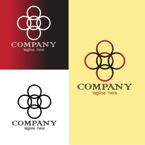 Modern & Unique Company Logos (4 Designs) with Black & White version of ...