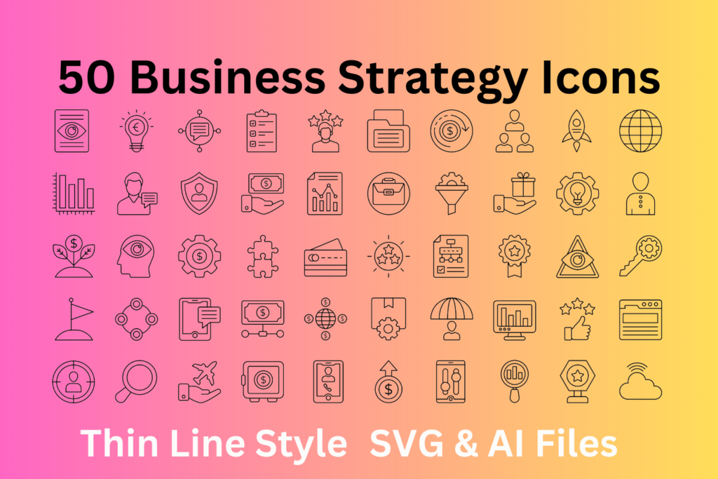 Business Strategy Icon Set 50 Outline Icons - SVG And AI Files ...