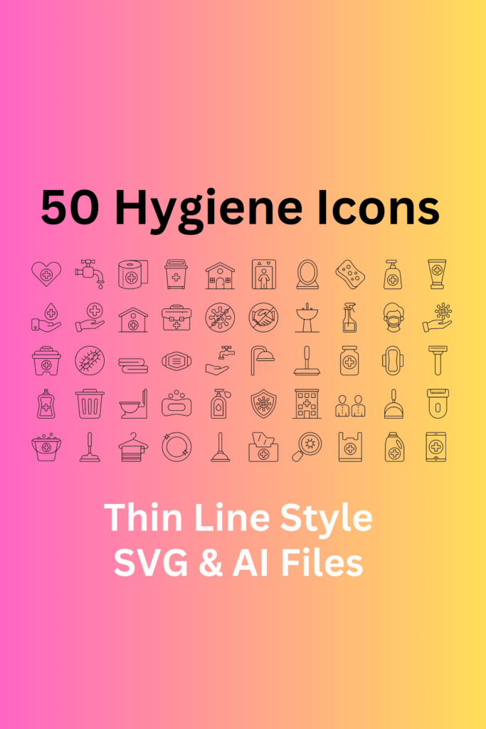 Hygiene Icon Set 50 Outline Icons - SVG And AI Files - MasterBundles