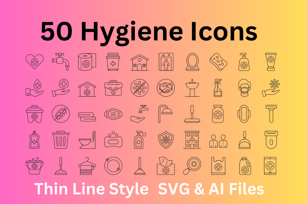 Hygiene Icon Set 50 Outline Icons - SVG And AI Files - MasterBundles