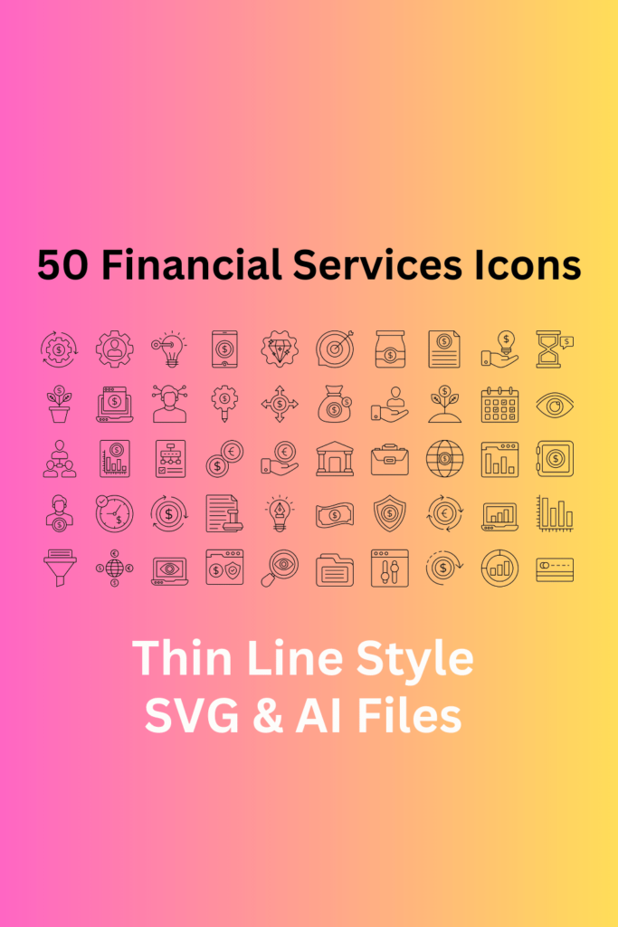 Financial Services Icon Set 50 Outline Icons - SVG And AI Files ...