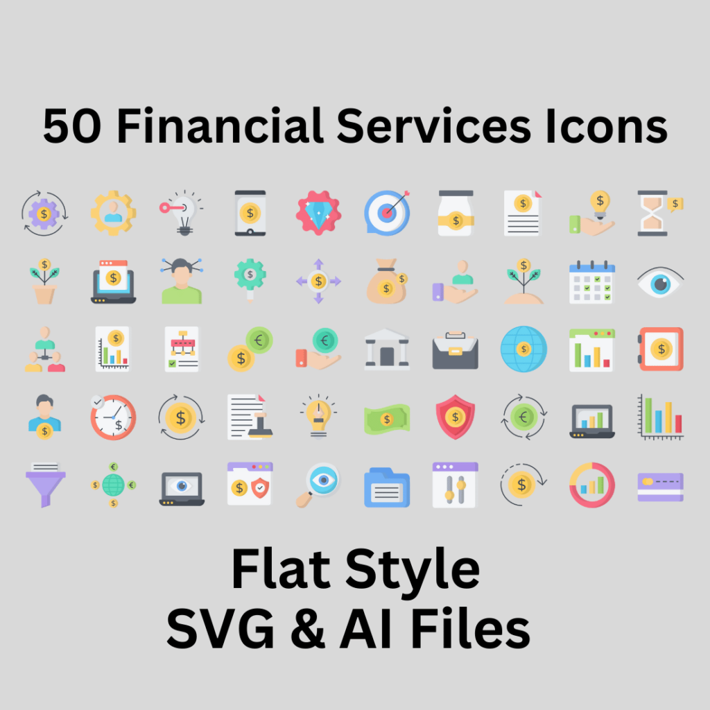 Financial Services Icon Set 50 Flat Icons - SVG And AI Files ...