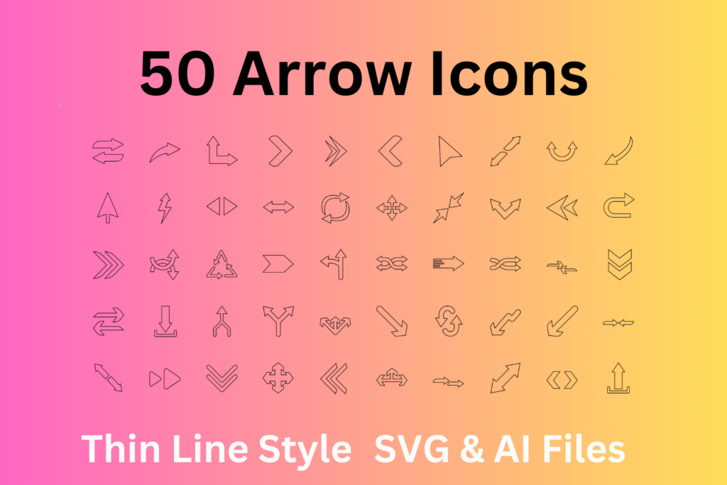 Arrows Icon Set 50 Outline Icons - SVG And AI Files - MasterBundles