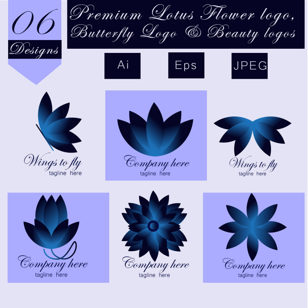 6 Premium Lotus Flower, butterfly Logo, Fashion Logos & Beauty Logos ...
