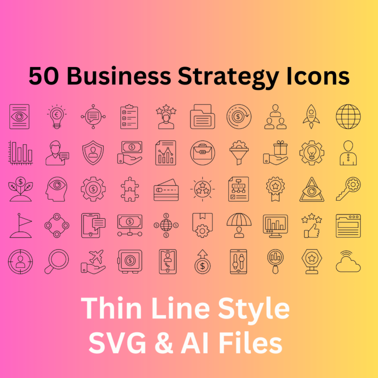 Business Strategy Icon Set 50 Outline Icons - SVG And AI Files ...