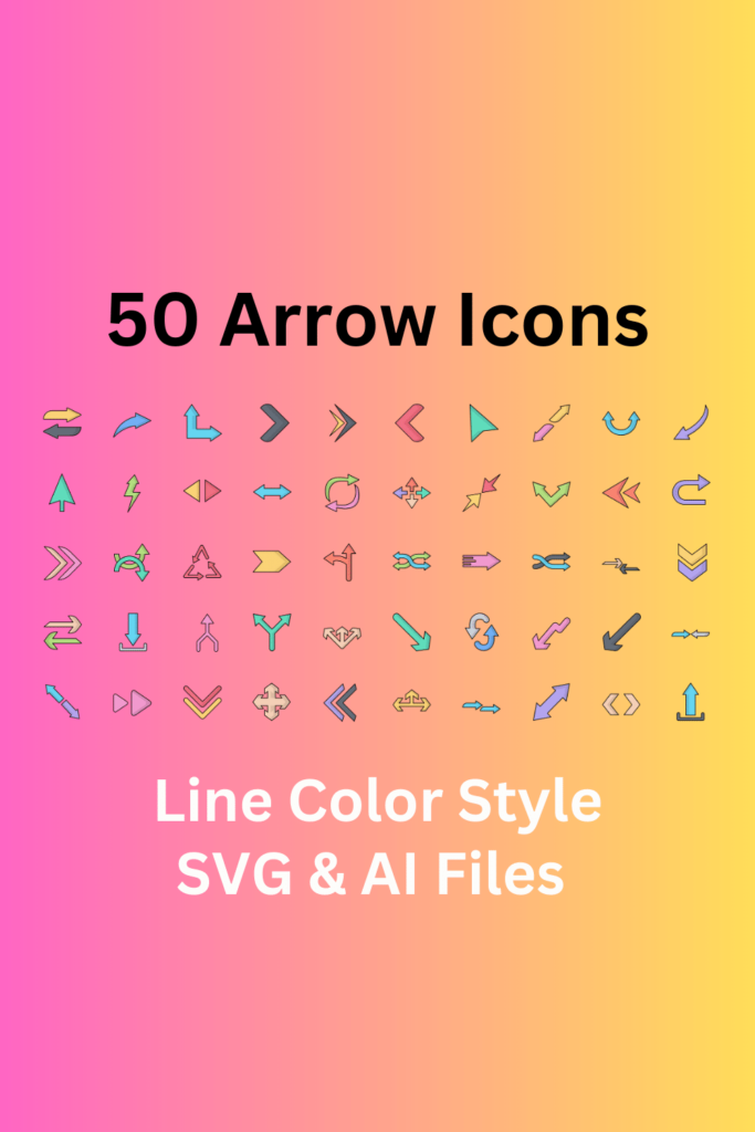 Arrows Icon Set 50 Line Color Icons - SVG And AI Files - MasterBundles