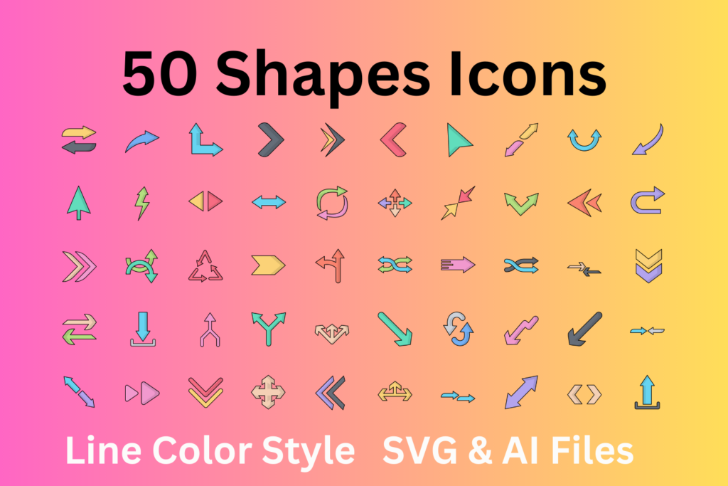 Shapes Icon Set 50 Line Color Icons - SVG And AI Files - MasterBundles