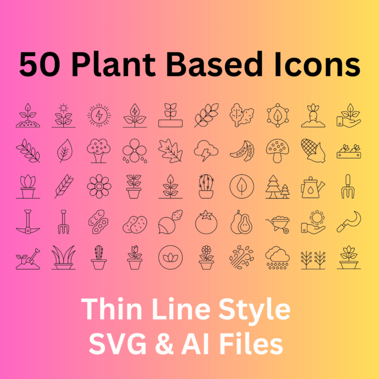 Plant Based Icon Set 50 Outline Icons - SVG And AI Files - MasterBundles