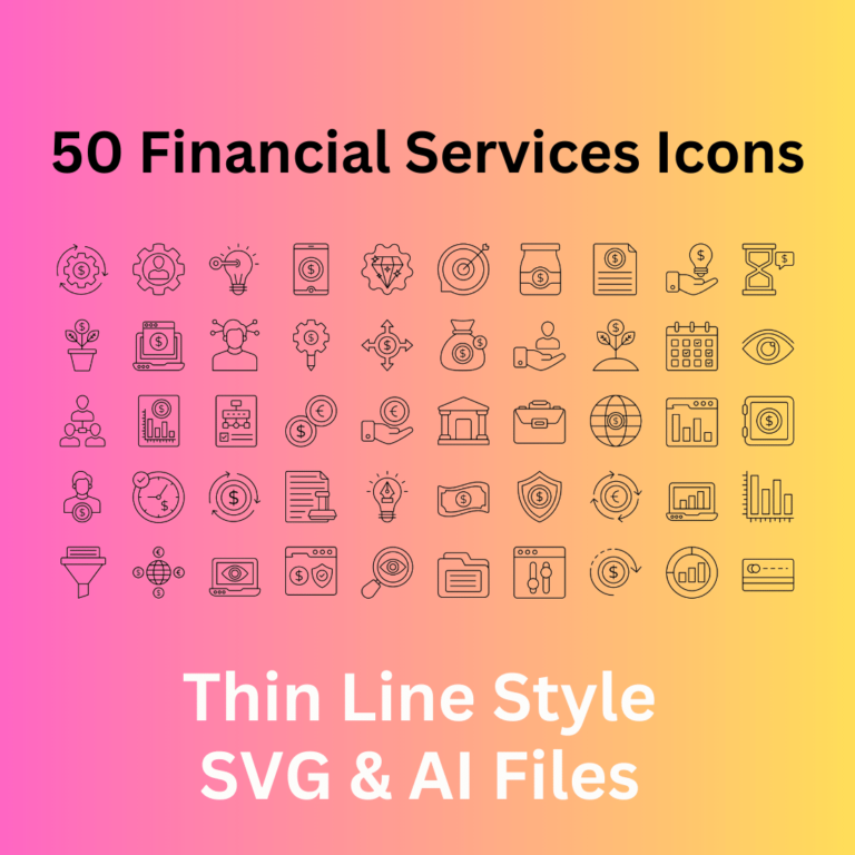 Financial Services Icon Set 50 Outline Icons - SVG And AI Files ...