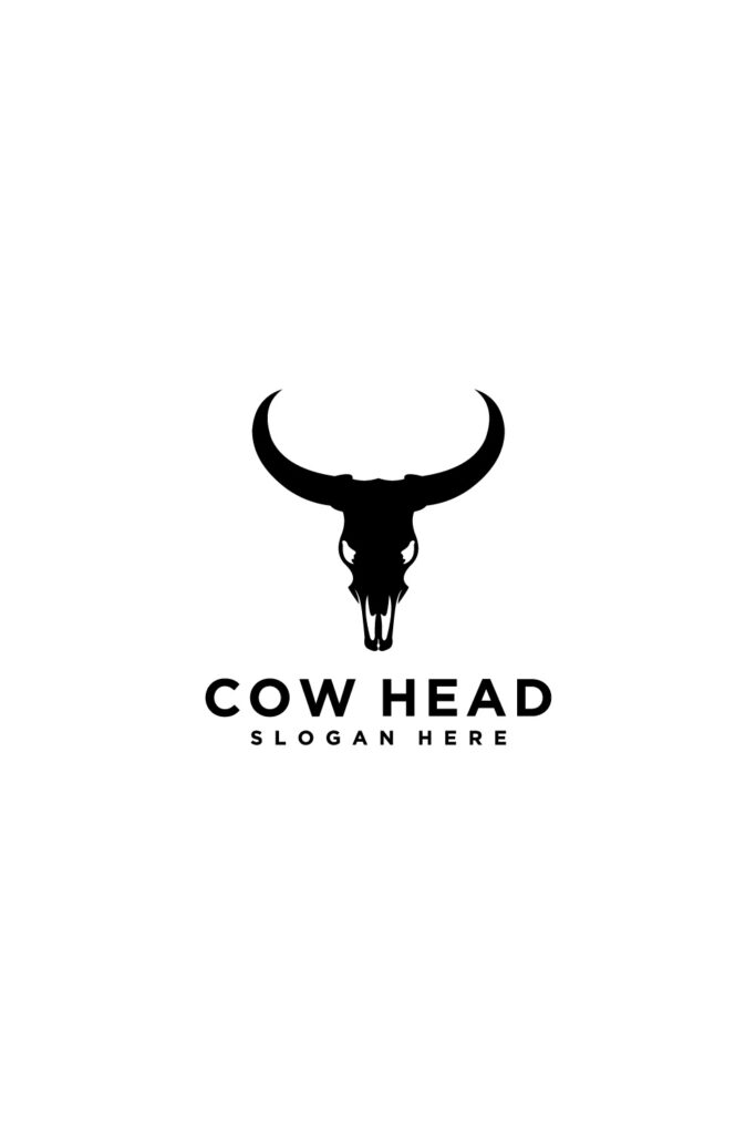 Cow head skull logo design rustic illustration horn vintage farm ...