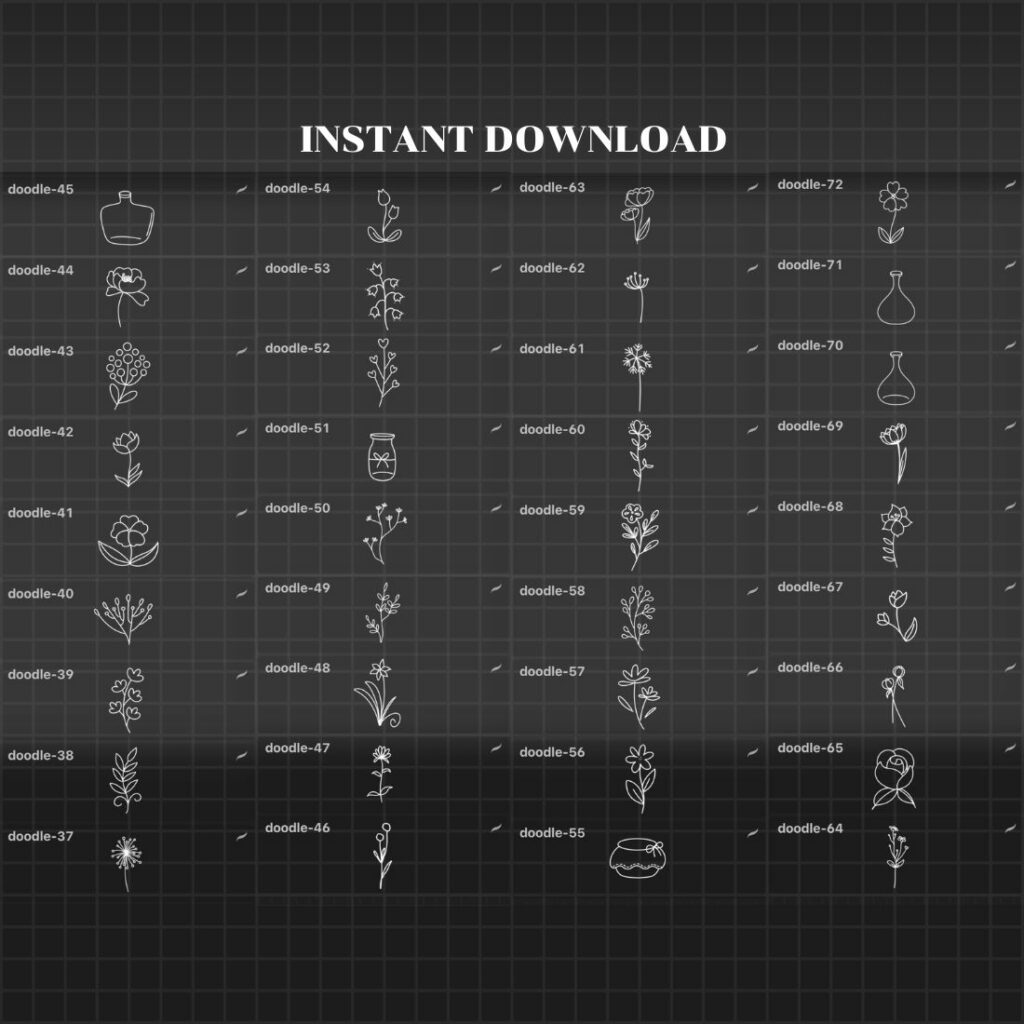 100 Cute Doodle Stamps Procreate - MasterBundles