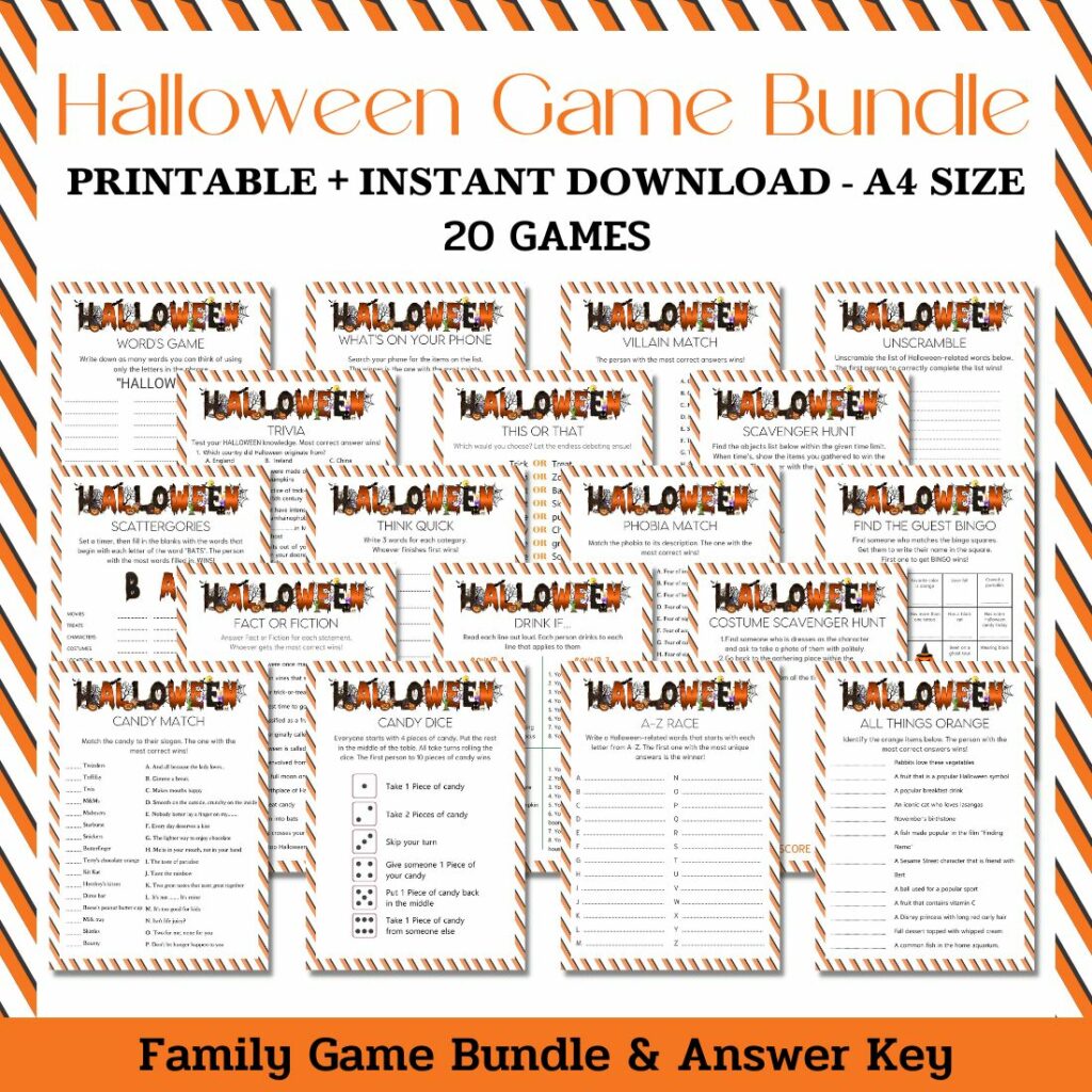 Halloween Party game bundle - 20 Games - MasterBundles
