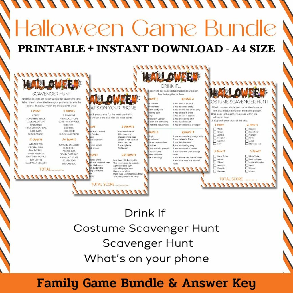 Halloween Party game bundle - 20 Games - MasterBundles