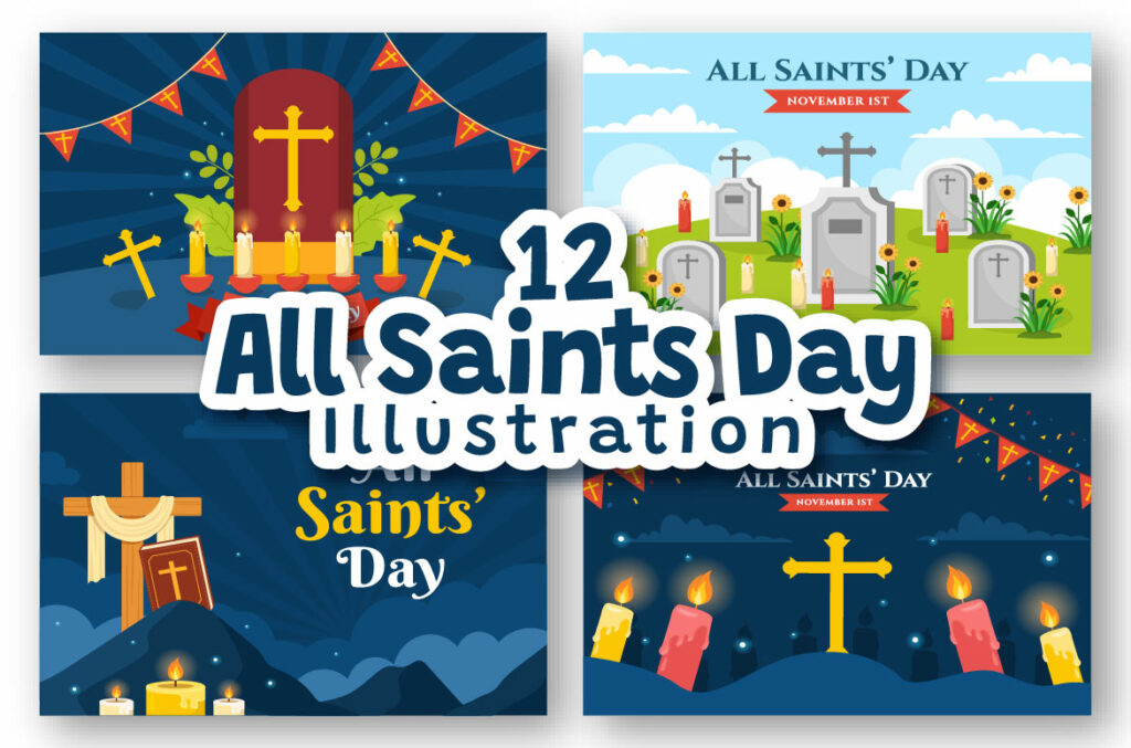 12 All Saints Day Vector Illustration - MasterBundles