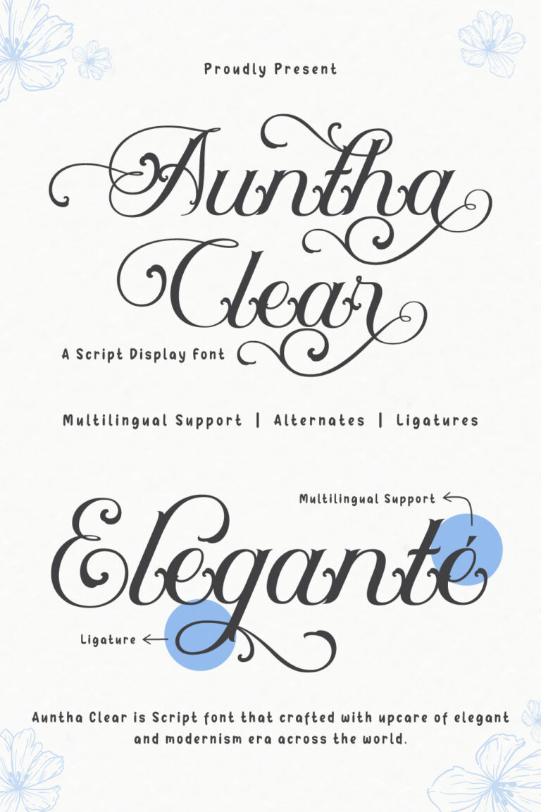 Auntha Clear | Script Font - MasterBundles