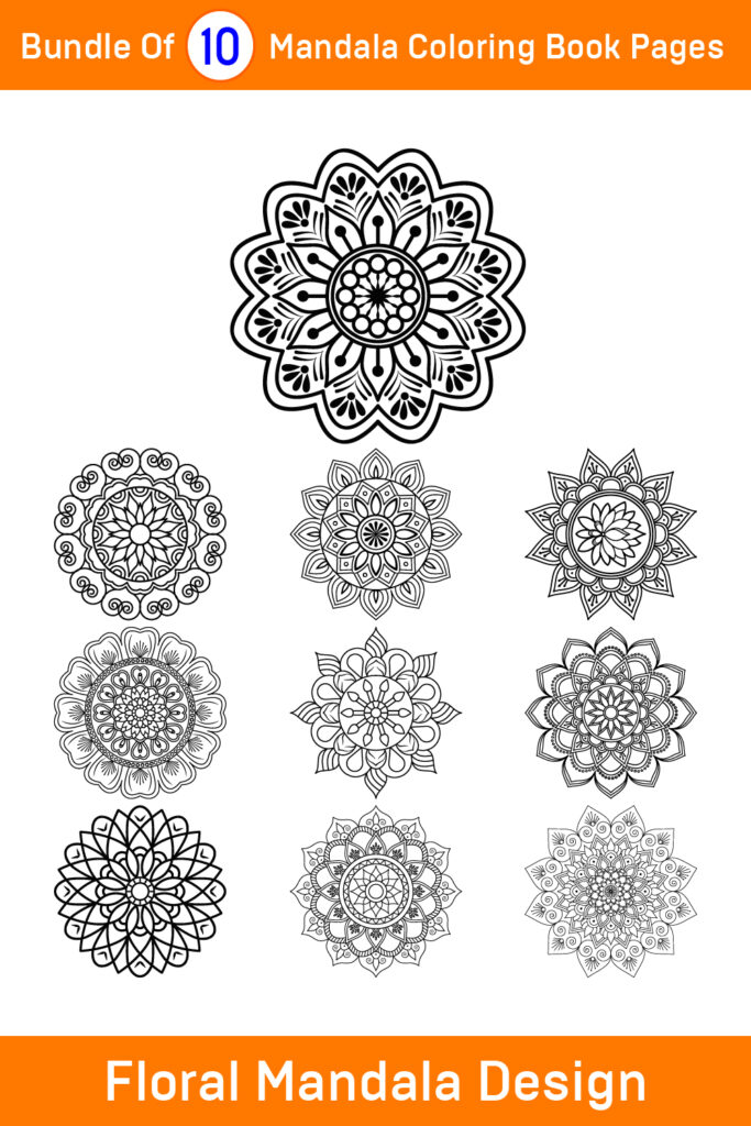 Bundle of 10 Mandala Coloring Book Pages - MasterBundles