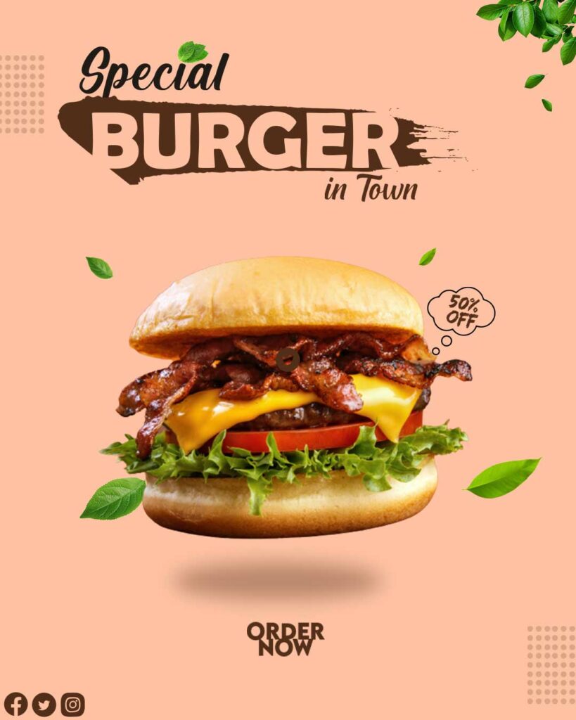 Burger Social Media Poster Design - MasterBundles