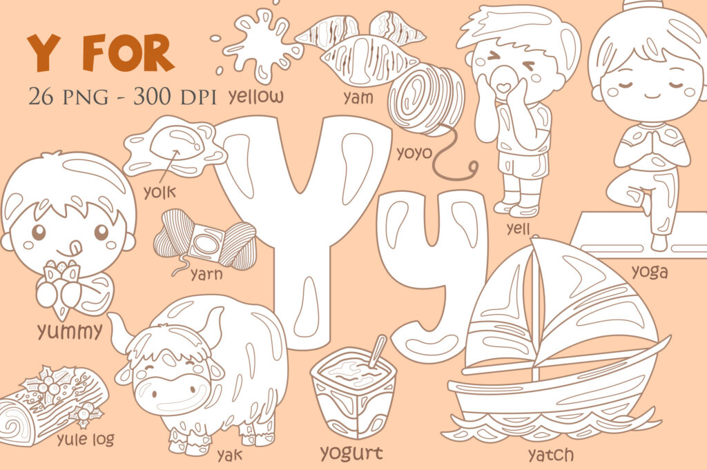Alphabet Y For Vocabulary School Letter Reading Writing Font Study ...