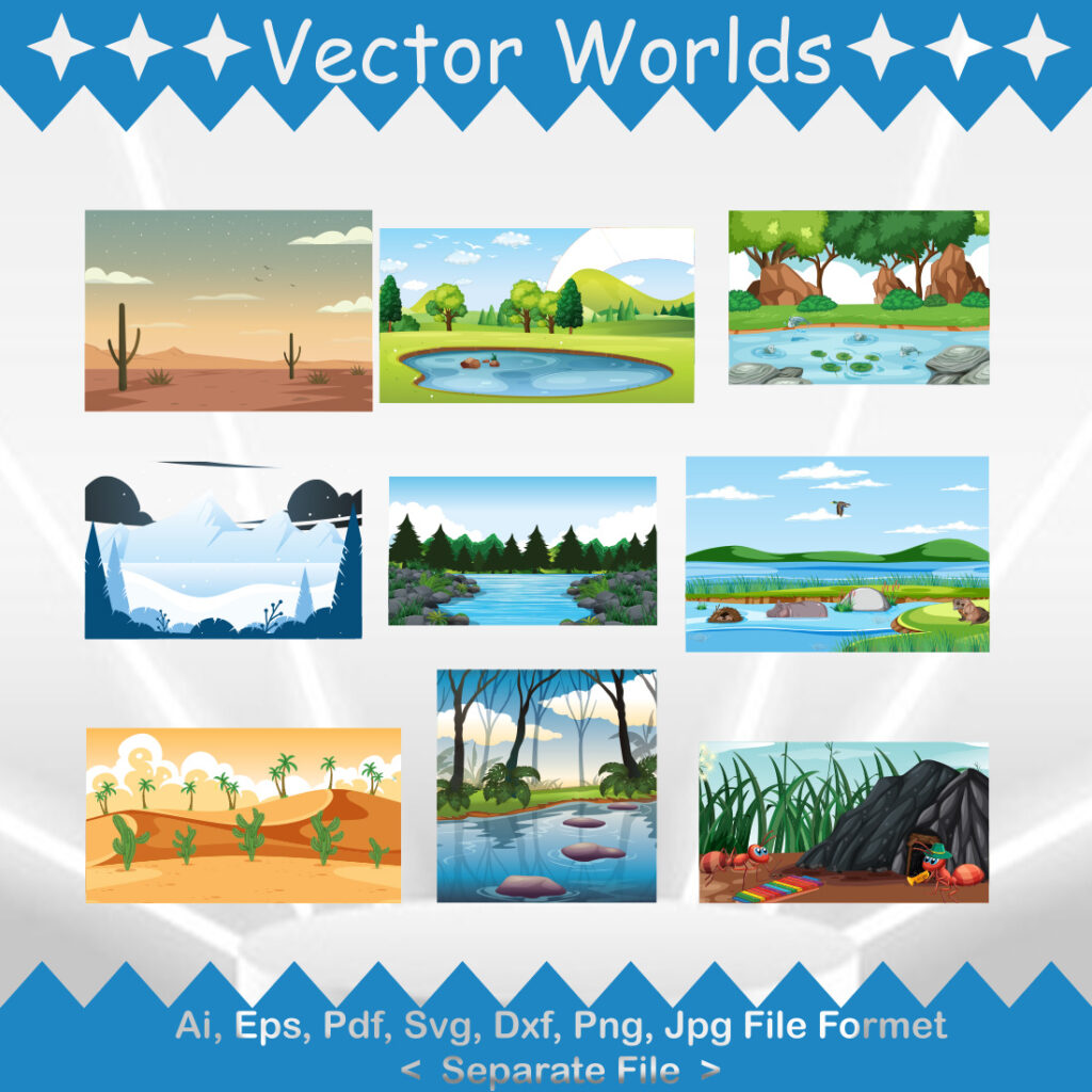 Lake Scenery SVG Vector Design - MasterBundles