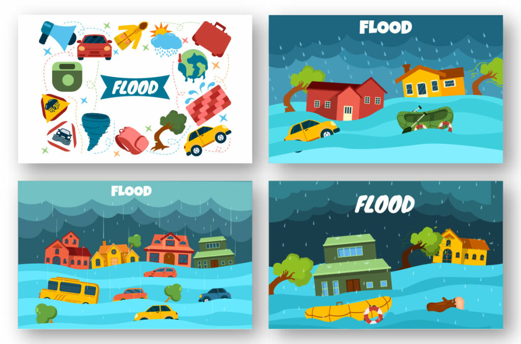 6 Floods Vector Illustration - MasterBundles