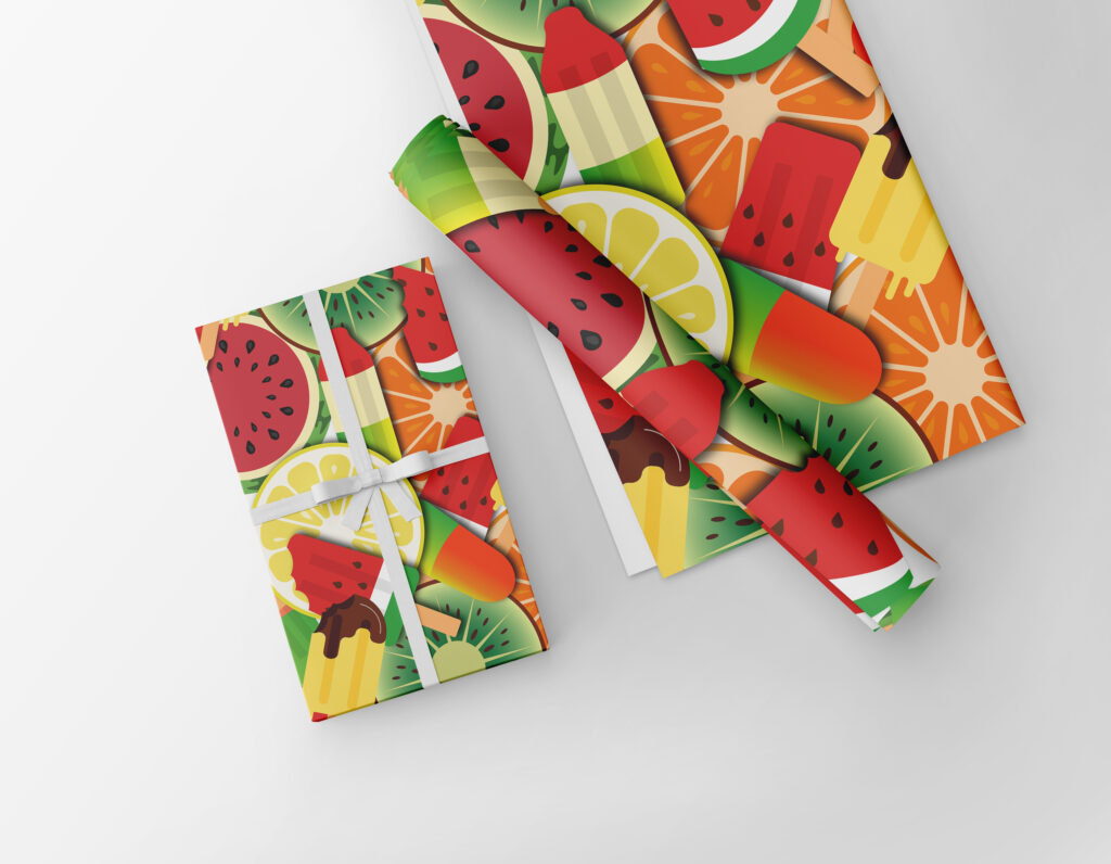 Seamless summer pattern with colorful popsicles and slices of fruit ...