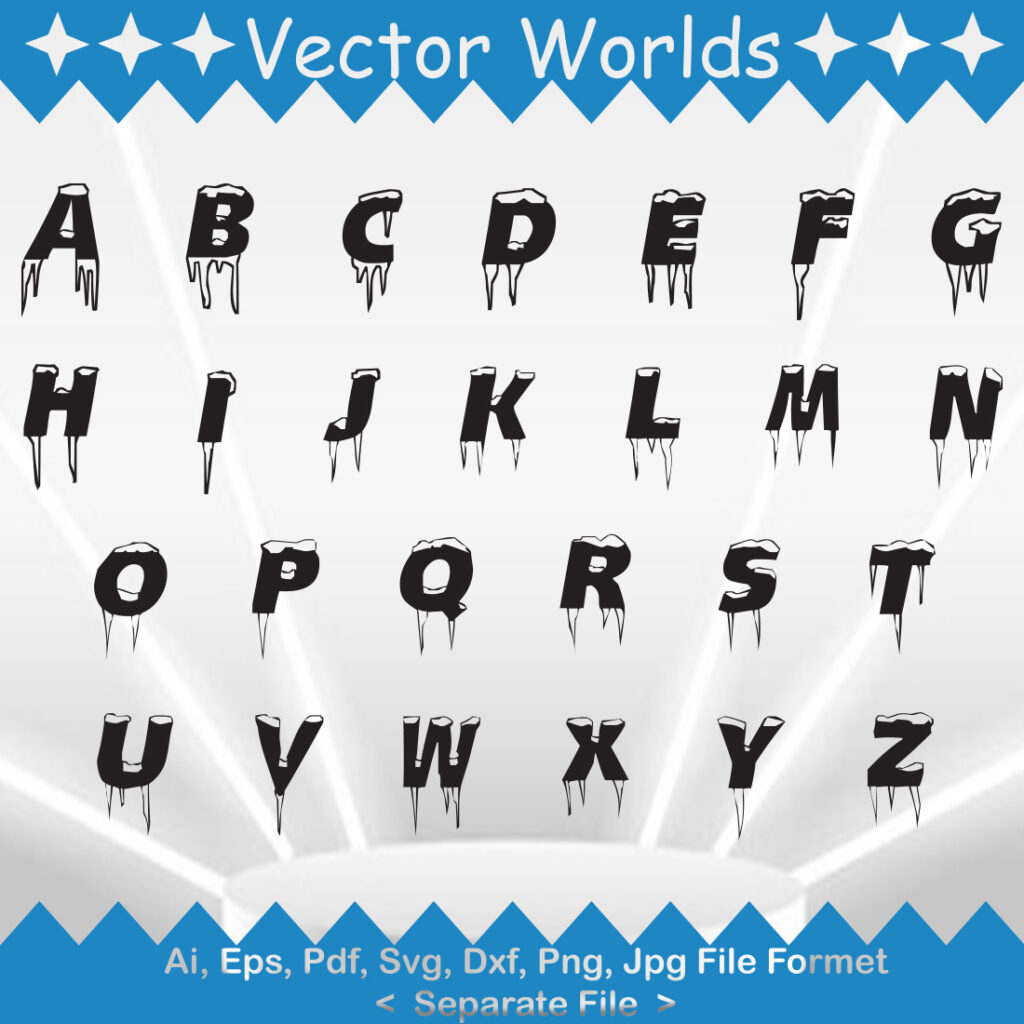 Ice Font Alphabet SVG Vector Design - MasterBundles