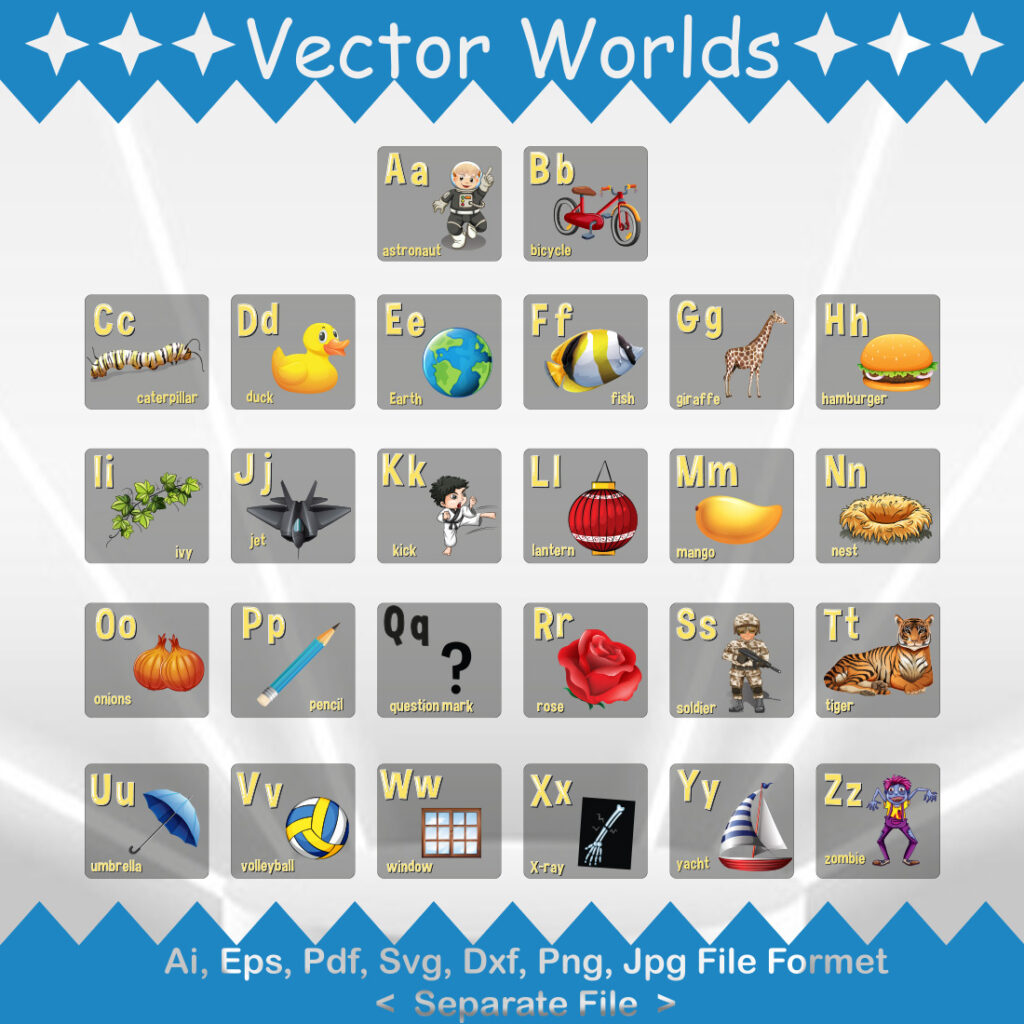 English Alphabet Picture SVG Vector Design - MasterBundles
