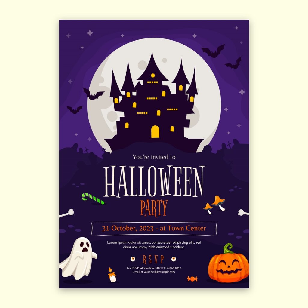 Halloween season vertical poster template celebration - MasterBundles