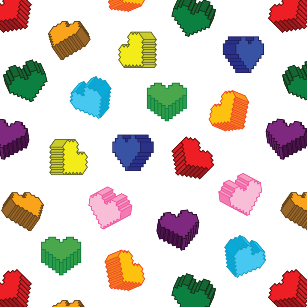 3d Heart Seamless Patterns - MasterBundles