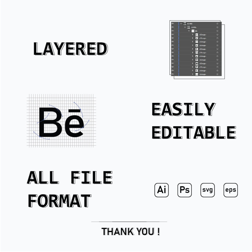 100 Minimal Flat Icons Design Pack – MasterBundles