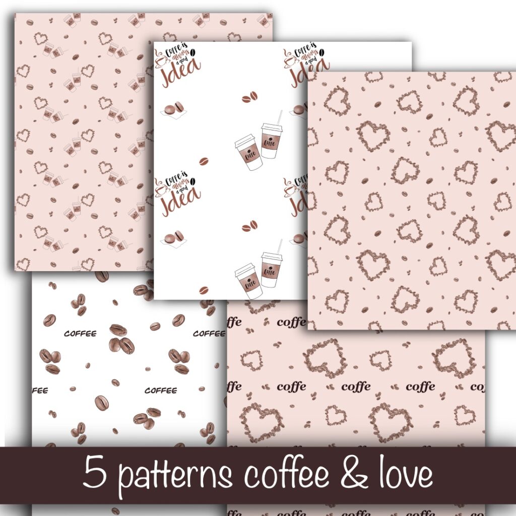 collection of seamless patterns coffee & love - MasterBundles