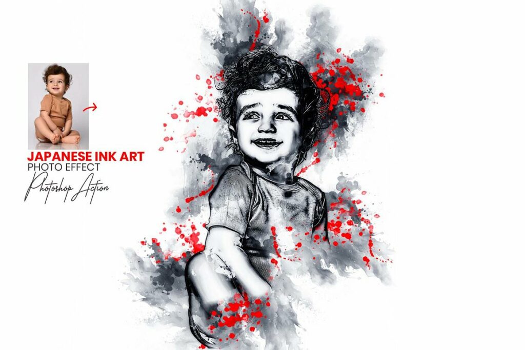 Japanese Ink Art Photoshop Action - MasterBundles
