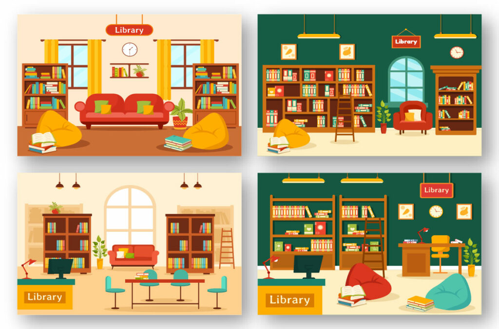 12 Library Vector Illustration - MasterBundles