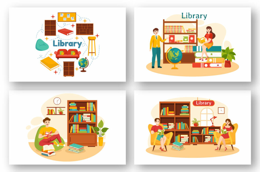 12 Library Vector Illustration - MasterBundles